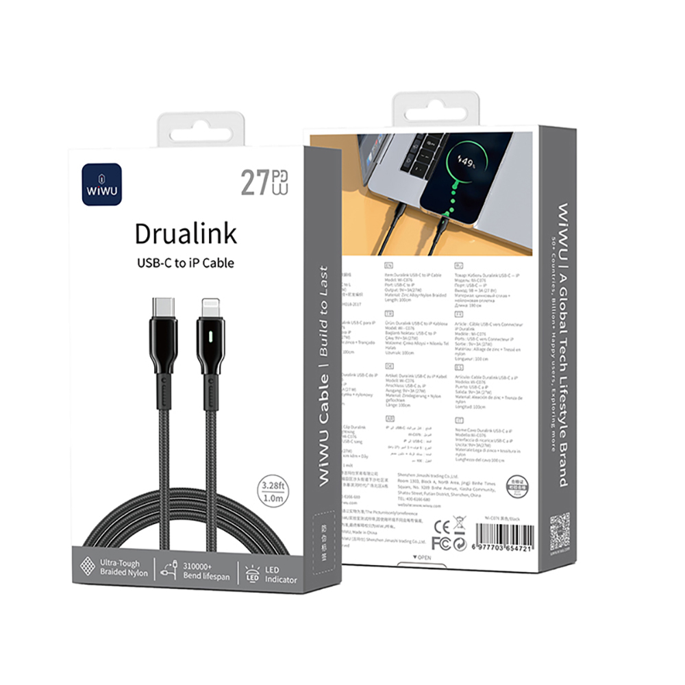 Wiwu Wi-C076 Drualink Serisi Type-C to Lightning PD Hızlı Şarj Kablosu ...